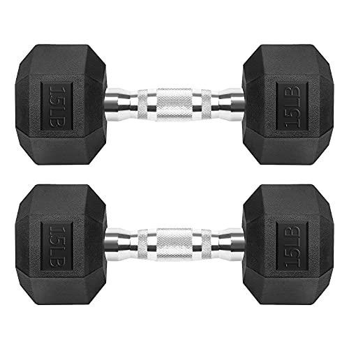 Vista Auction - Hex Dumbbells Rubber Coated Cast Iron Hex Black ...