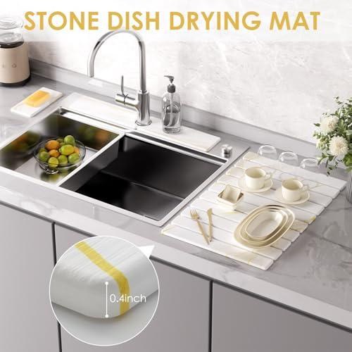 Vista Auction - Stone Dish Drying Mat for Kitchen Counter, 4-Piece Set ...