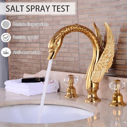 Vista Auction - Golden Ornate Swan Style Bathroom Sink Faucet Combo ...