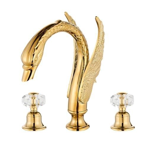 Vista Auction - Golden Ornate Swan Style Bathroom Sink Faucet Combo ...