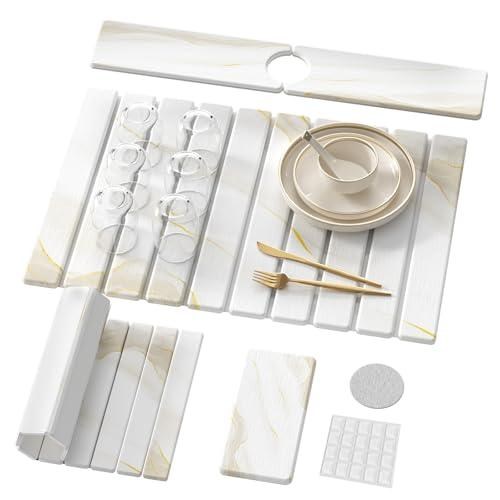 Vista Auction - Stone Dish Drying Mat for Kitchen Counter, 4-Piece Set ...